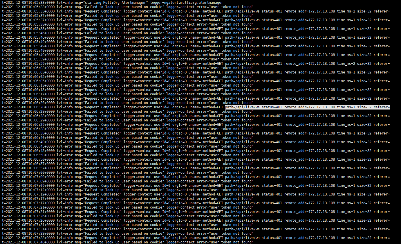 path=/api/live/ws status=401 remote_addr=172.17.13.108 · Issue #42876 · grafana/grafana · GitHub