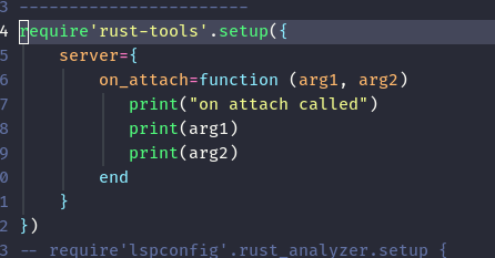 require('rust-tools').setup({}) clobbers on_attach · Issue #59 · simrat39/rust-tools.nvim · GitHub