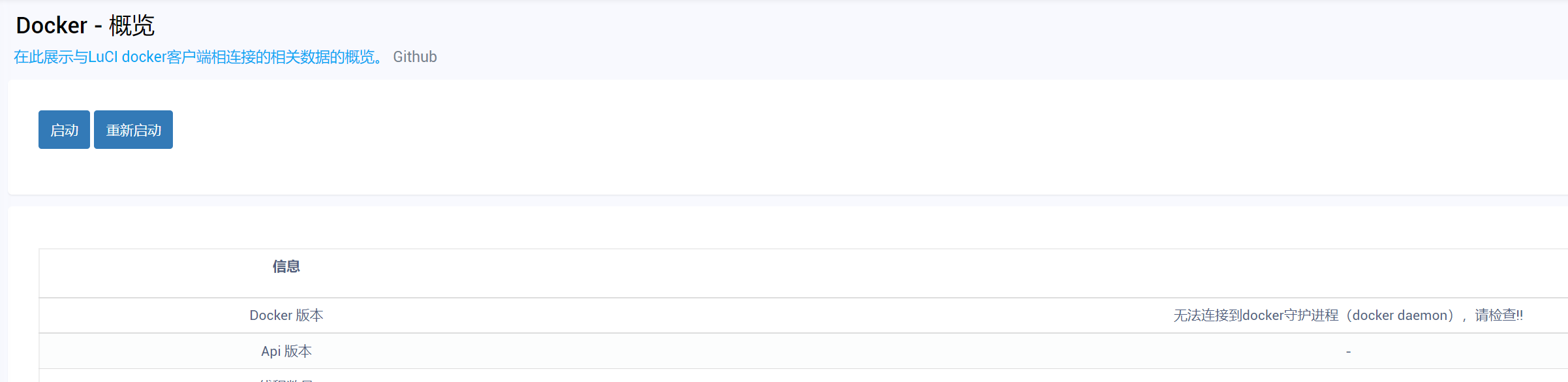 无法连接到docker守护进程（docker Daemon） · Issue 147 · Lisaac Luci App Dockerman · Github