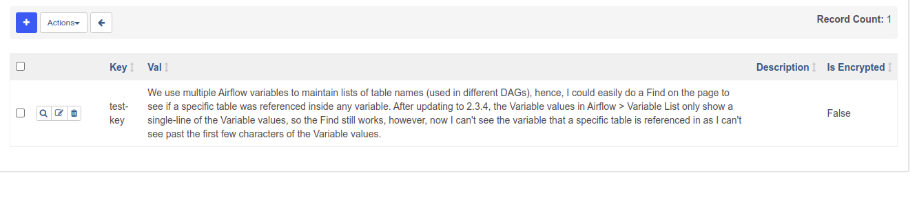 Add an option to bring back multiline view for values in Airflow UI > Variable List · Issue ...