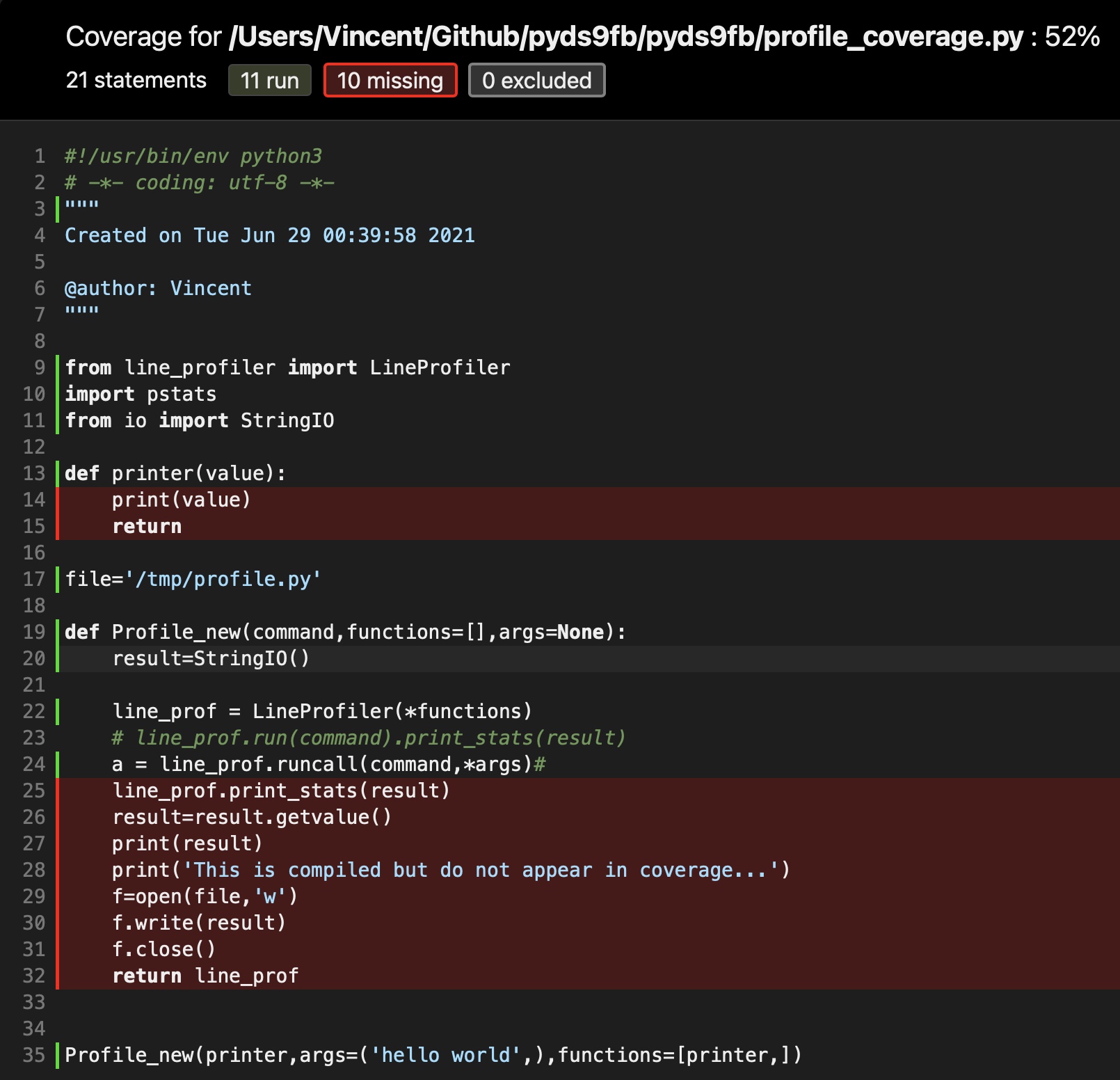 Do not manage to use coverage and line_profiler · Issue #1183 · nedbat/coveragepy · GitHub