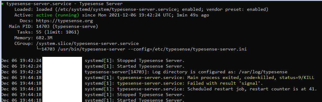 typesense-server.service: Main process exited, code=killed, status=9/KILL · Issue #453 ...