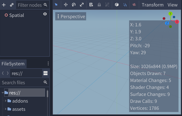 Grid and gizmos are counted in the information panel in 3D editor ...