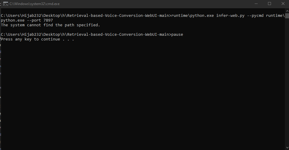 Error! The system cannot find the path specified · Issue #905 · RVC-Project/Retrieval-based ...