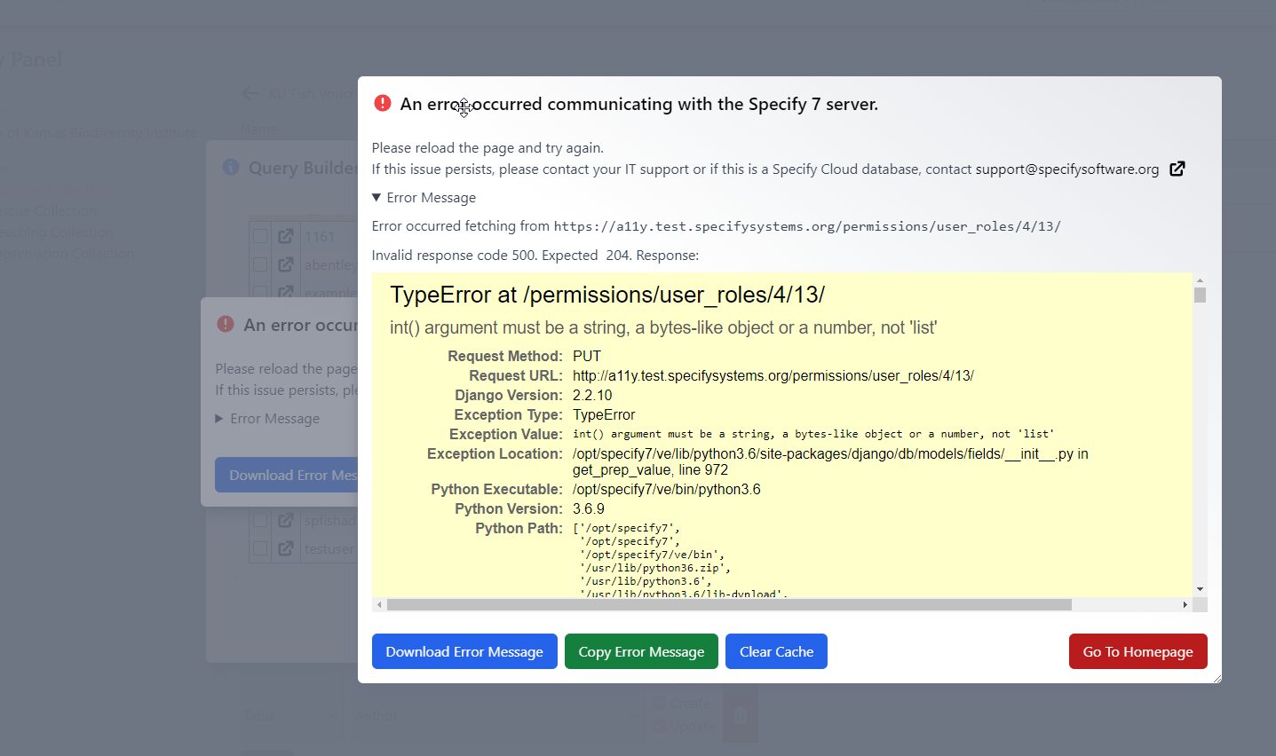 [a11y] User query builder in security panel throws an error · Issue #1402 · specify/specify7 ...