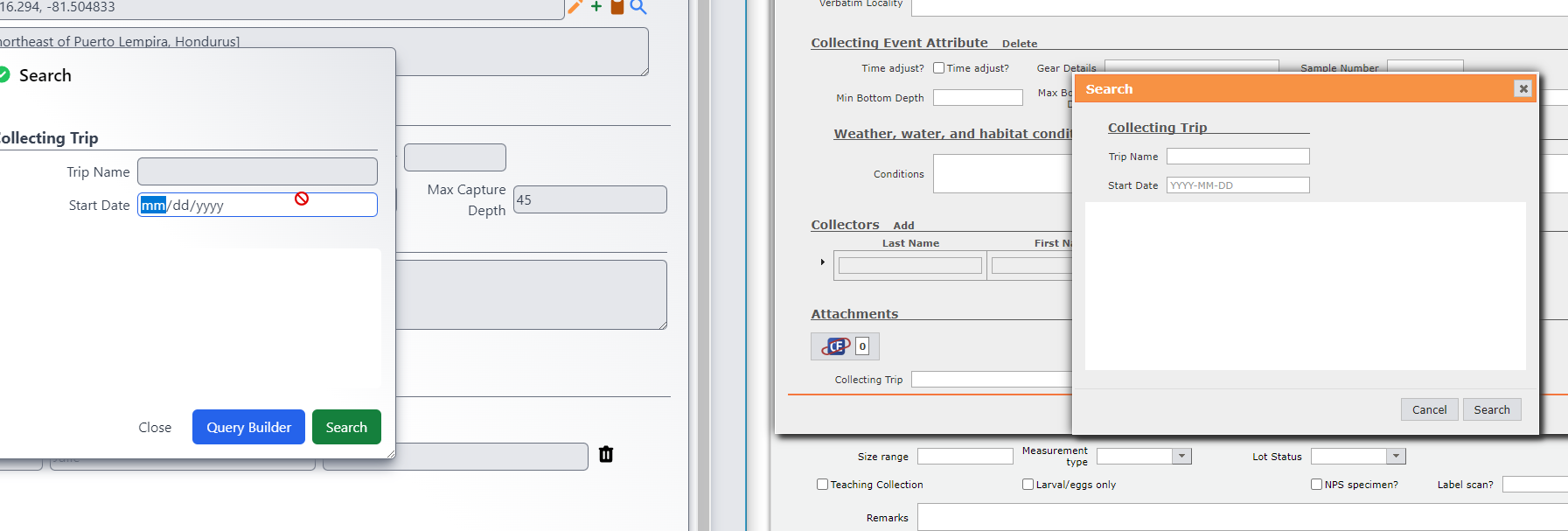 [a11y] CE search by date disabled · Issue #1481 · specify/specify7 · GitHub