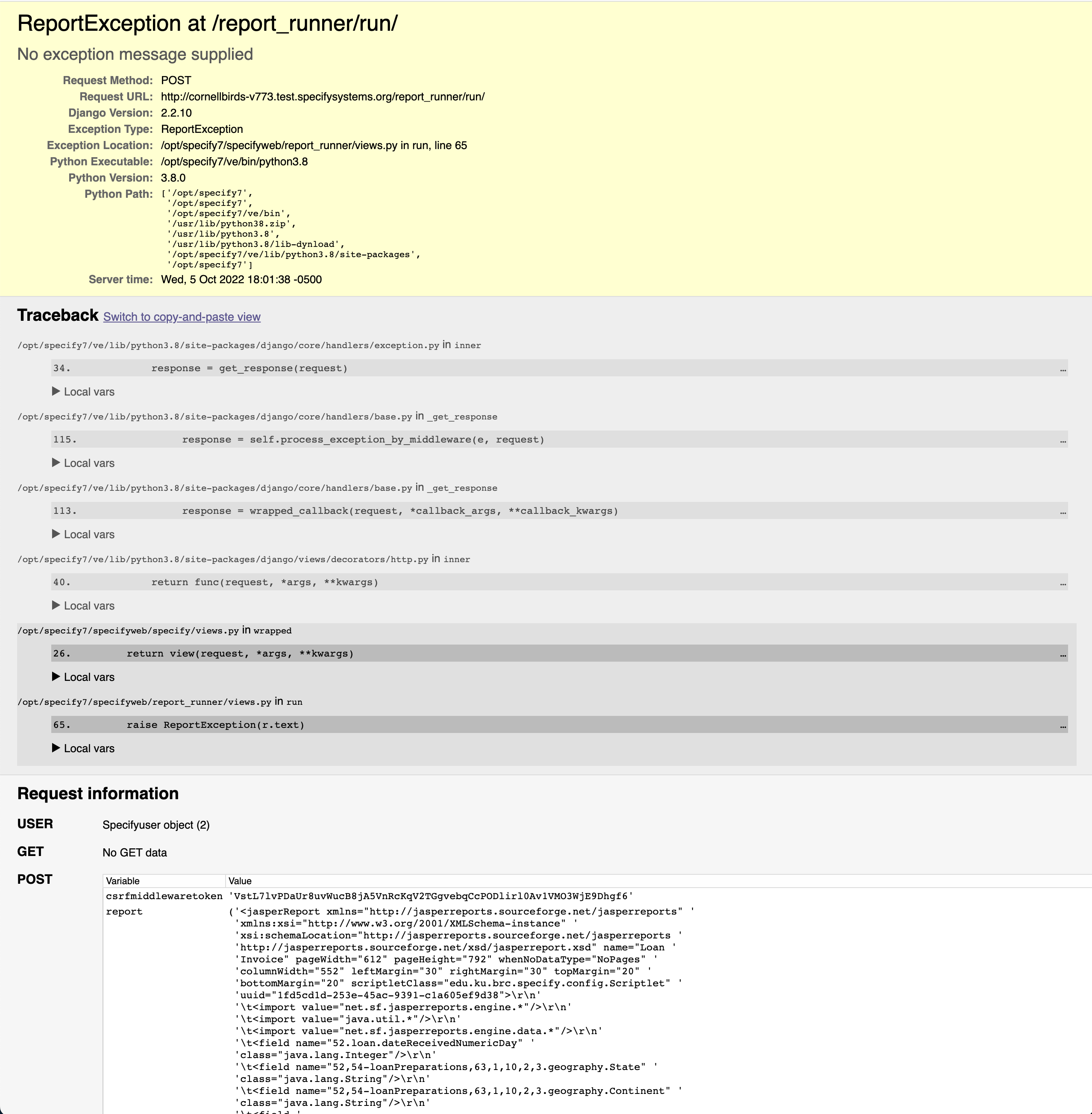 Add More Details If A Report Cannot Run · Issue 2295 · Specify Specify7 · Github