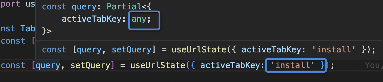 useUrlState ts 返回类型是不是应该 -? · Issue #1856 · alibaba/hooks · GitHub