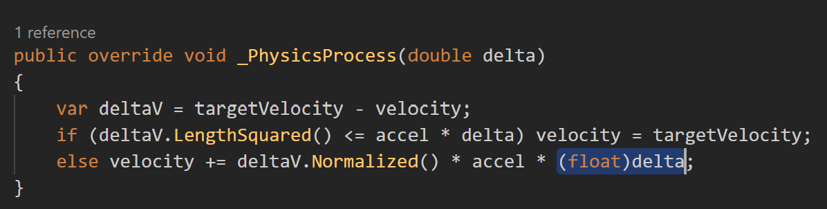 [C#] The argument 'delta' at _Process()/_PhysicProcess() is now double, causing inconvience ...