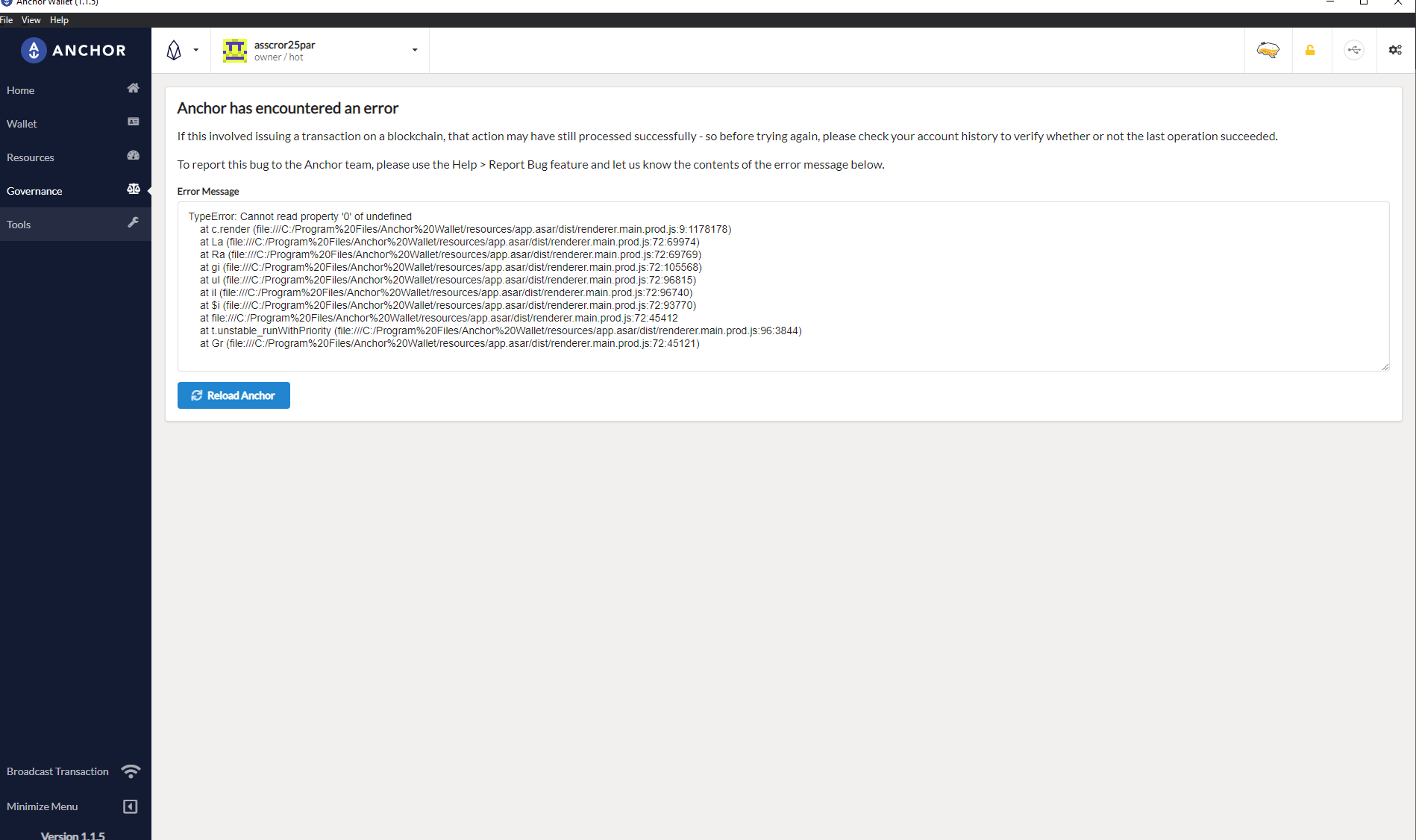 BUG · Issue #991 · greymass/anchor · GitHub