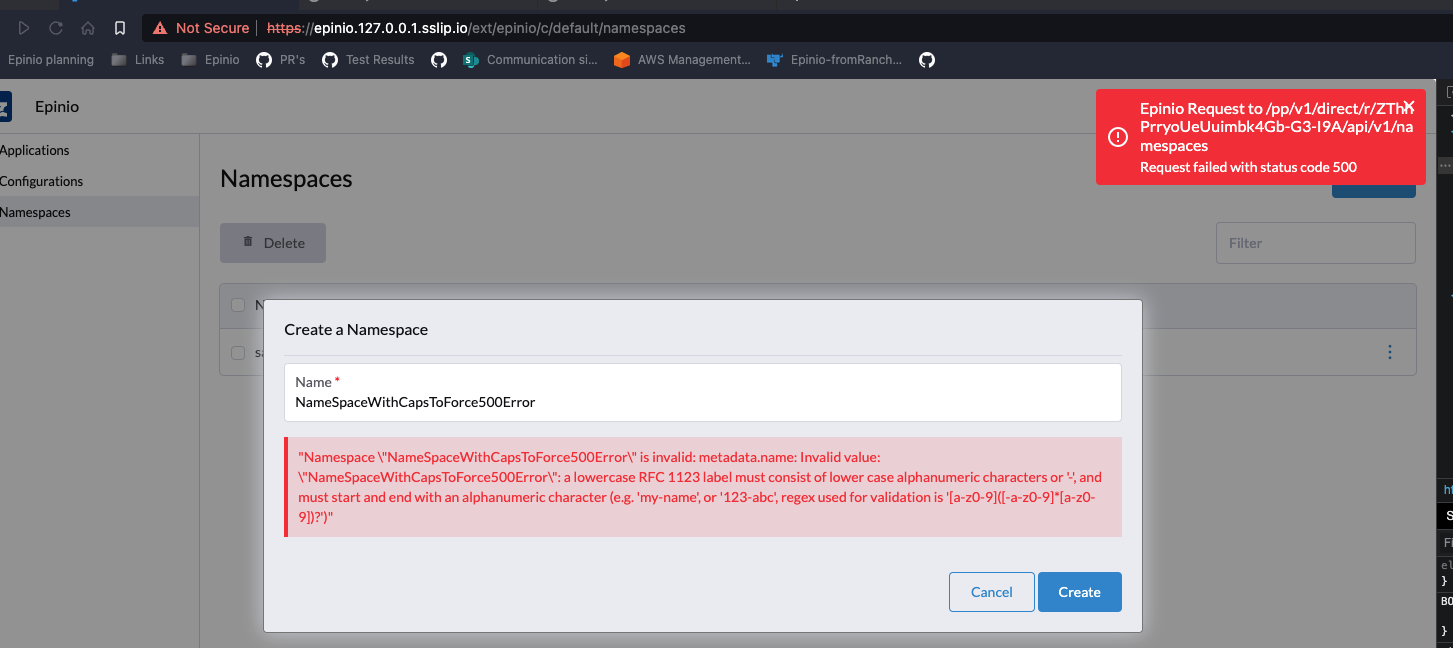 [UI] Add smallcaps validation for Namespaces prior creating them from Namespaces list · Issue ...