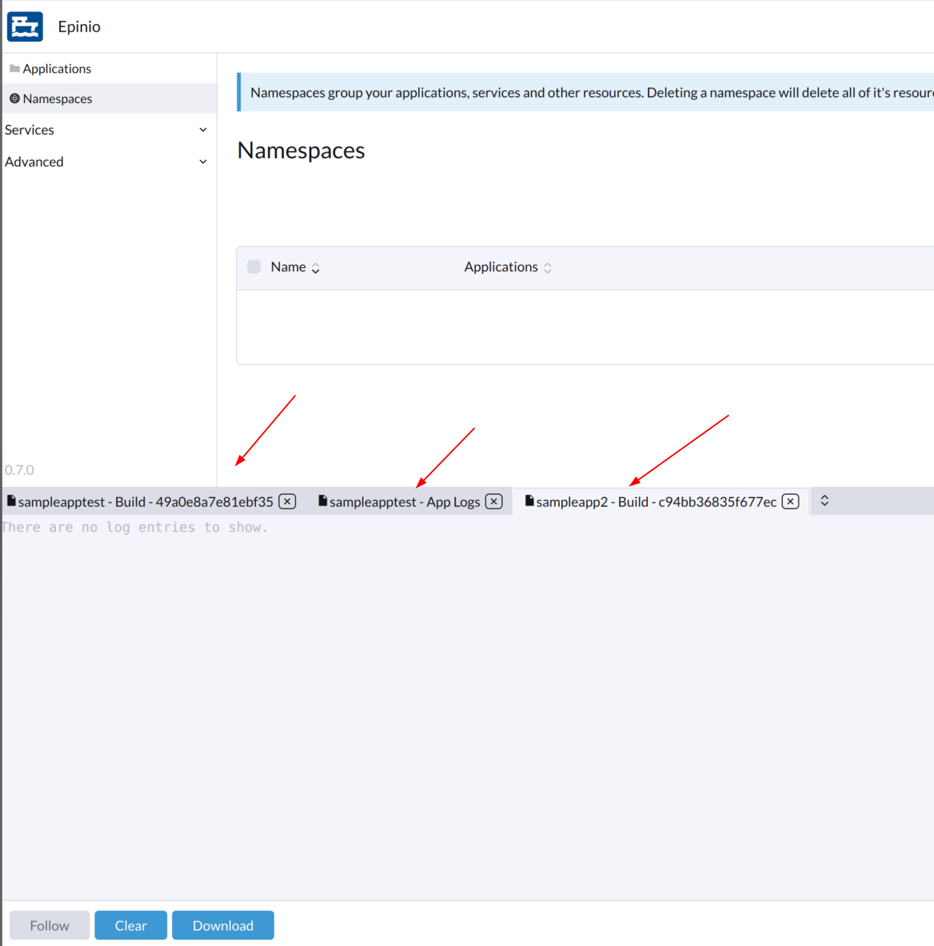 [UI] Feature Request: Close app logs and exec windows when underlying app or parent namespace is ...