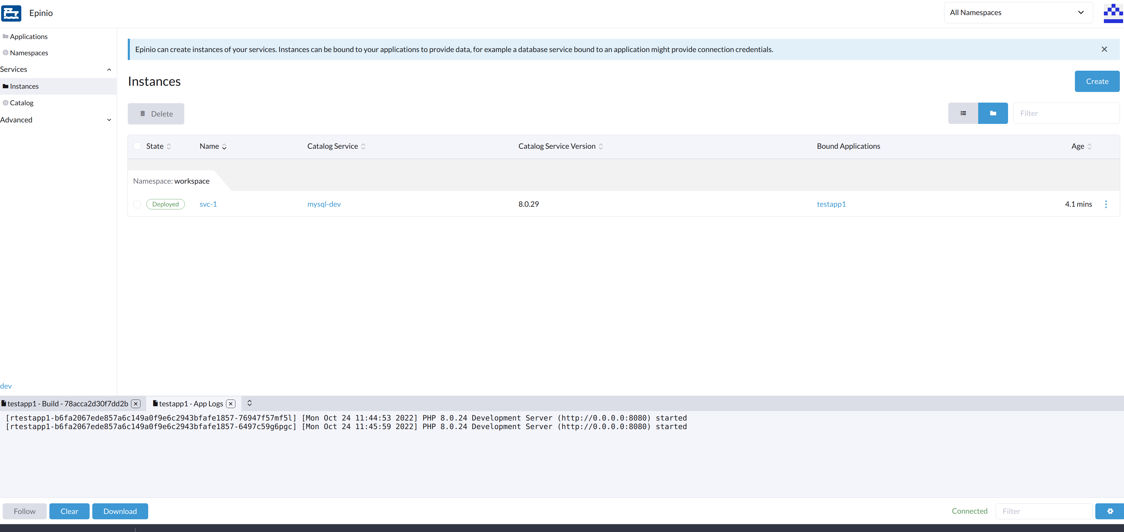 [ui] Cannot Bind Service To App Via The Service · Issue 155 · Epinio Ui · Github