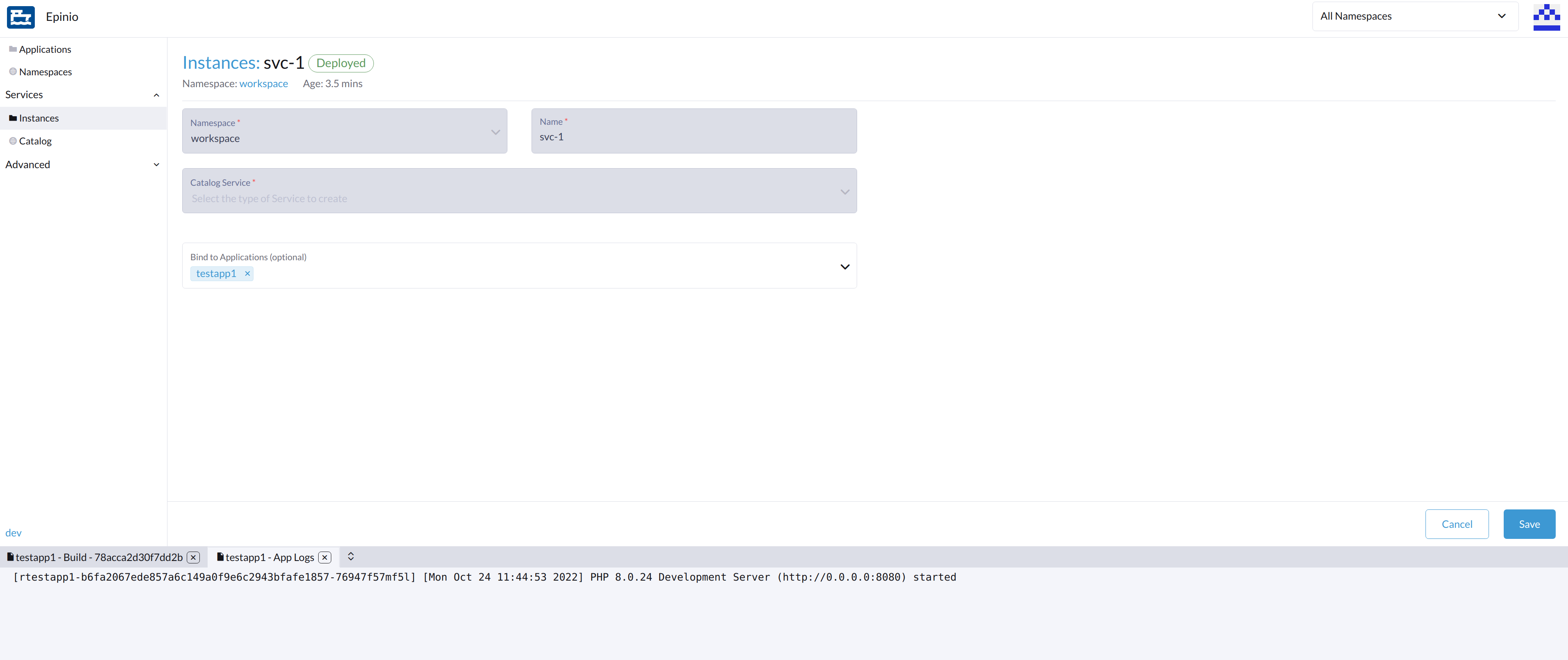 [ui] Cannot Bind Service To App Via The Service · Issue 155 · Epinio Ui · Github
