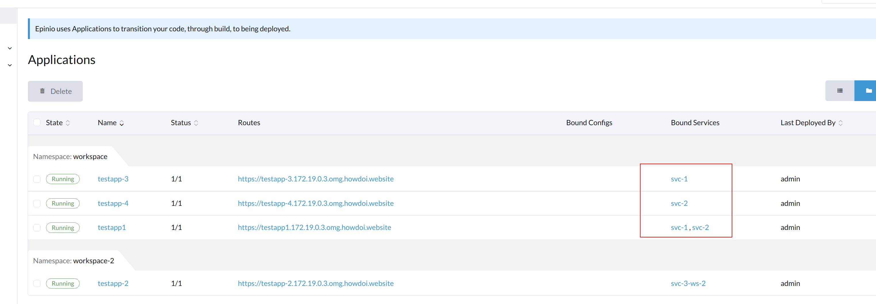 [ui] For An Application All The Services Are Shown As Bound · Issue 156 · Epinio Ui · Github
