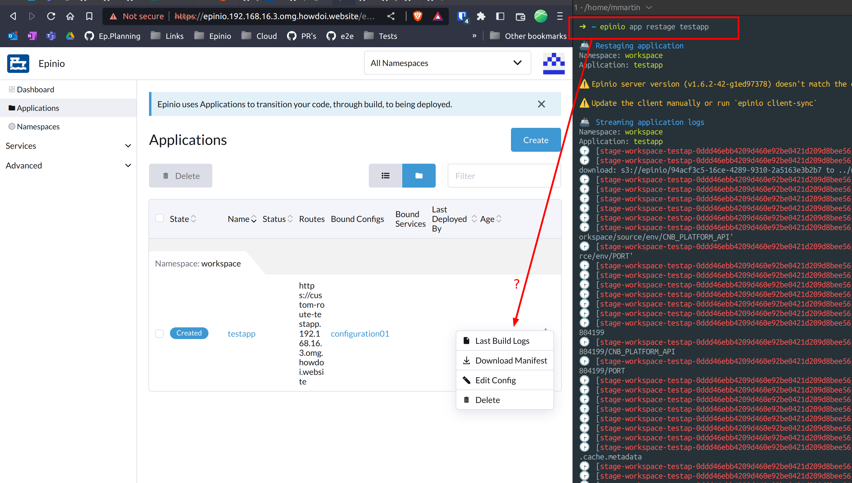[UI] Compare Epinio CLI to UI · Issue #177 · epinio/ui · GitHub