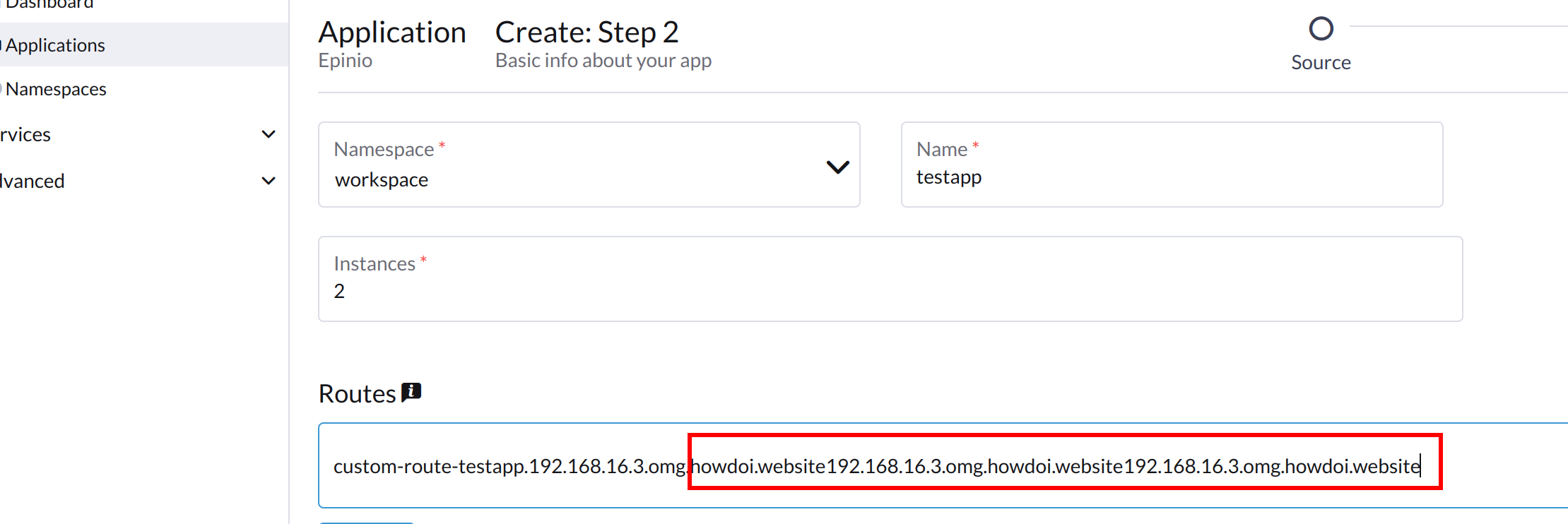 [UI] Pasting a route replaces content instead of appending it. · Issue #157 · epinio/ui · GitHub