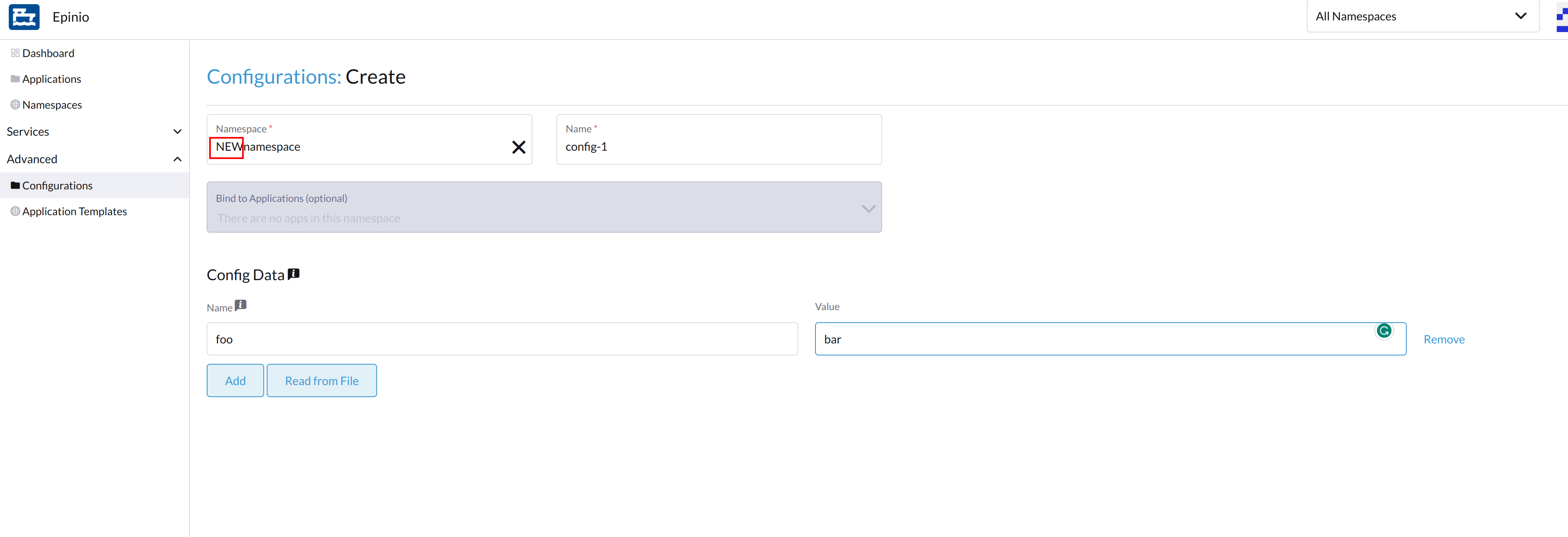 Ui Add Smallcaps Validation For Namespaces Prior Creating Them From Namespaces List · Issue