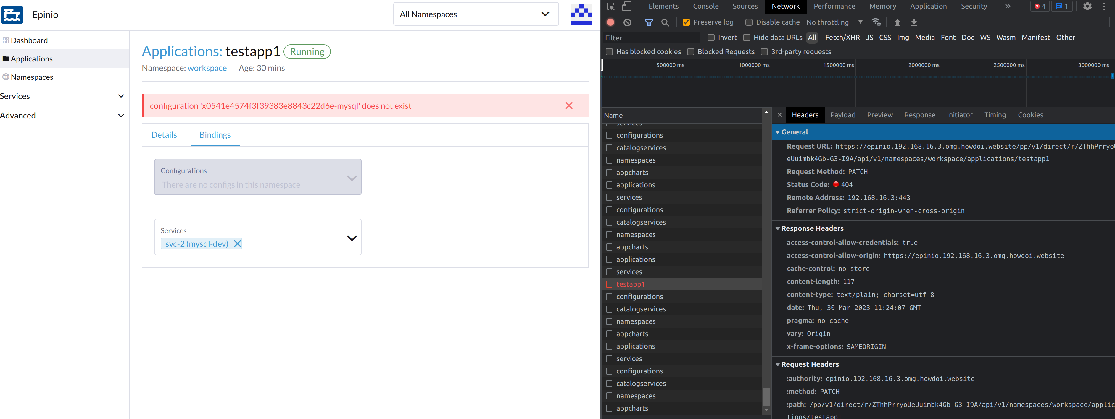[UI] Services bound to apps should not be allowed to be deleted until they are unbound. · Issue ...