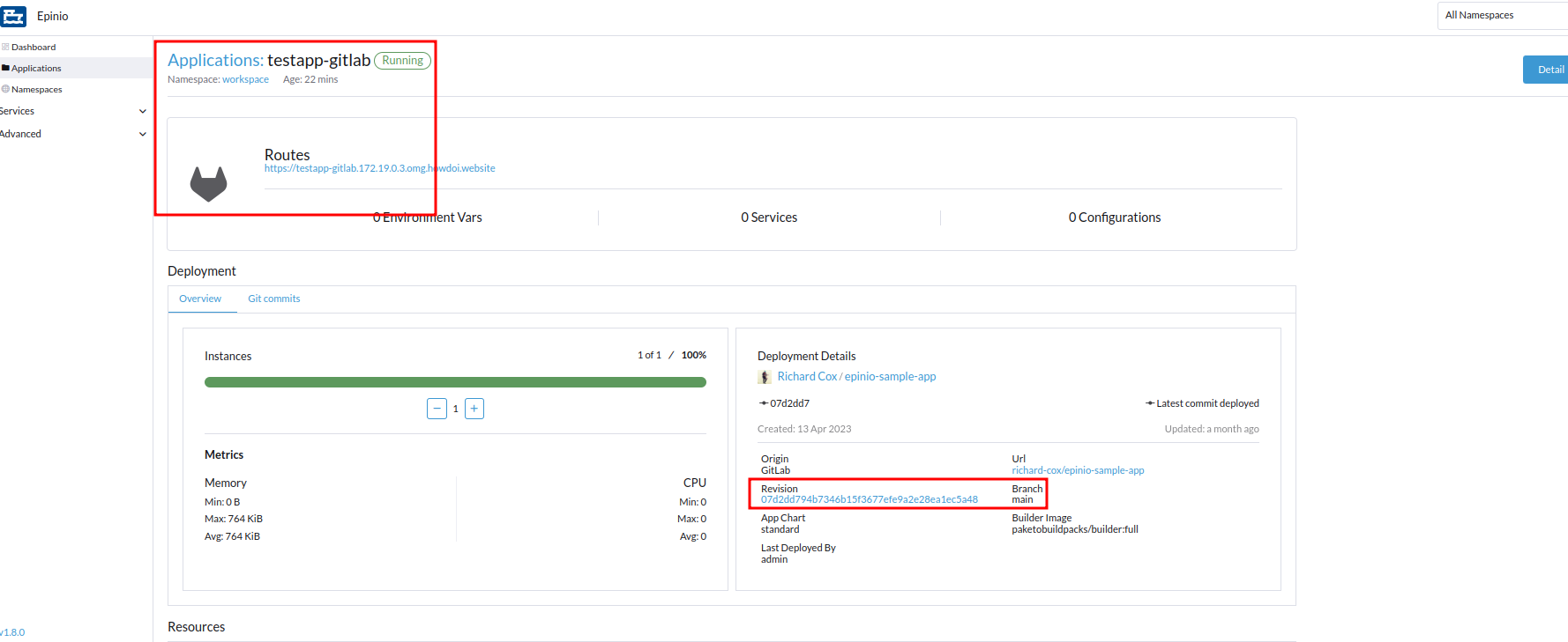 [ui] The Revision Field Is Empty In `giturl` Applications · Issue 237 · Epinio Ui · Github