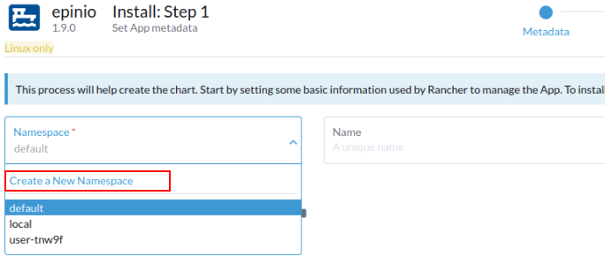 [UI] Allow namespace creation when deploying default chart in Rancher · Issue #319 · epinio/ui ...