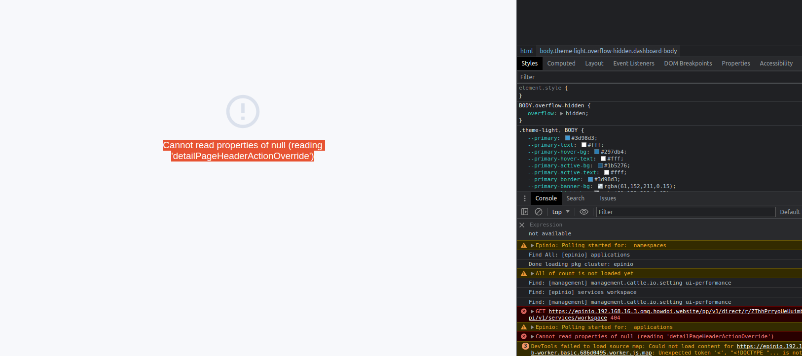 [UI] Blank screen after clicking on namespace link on Instances page · Issue #324 · epinio/ui ...
