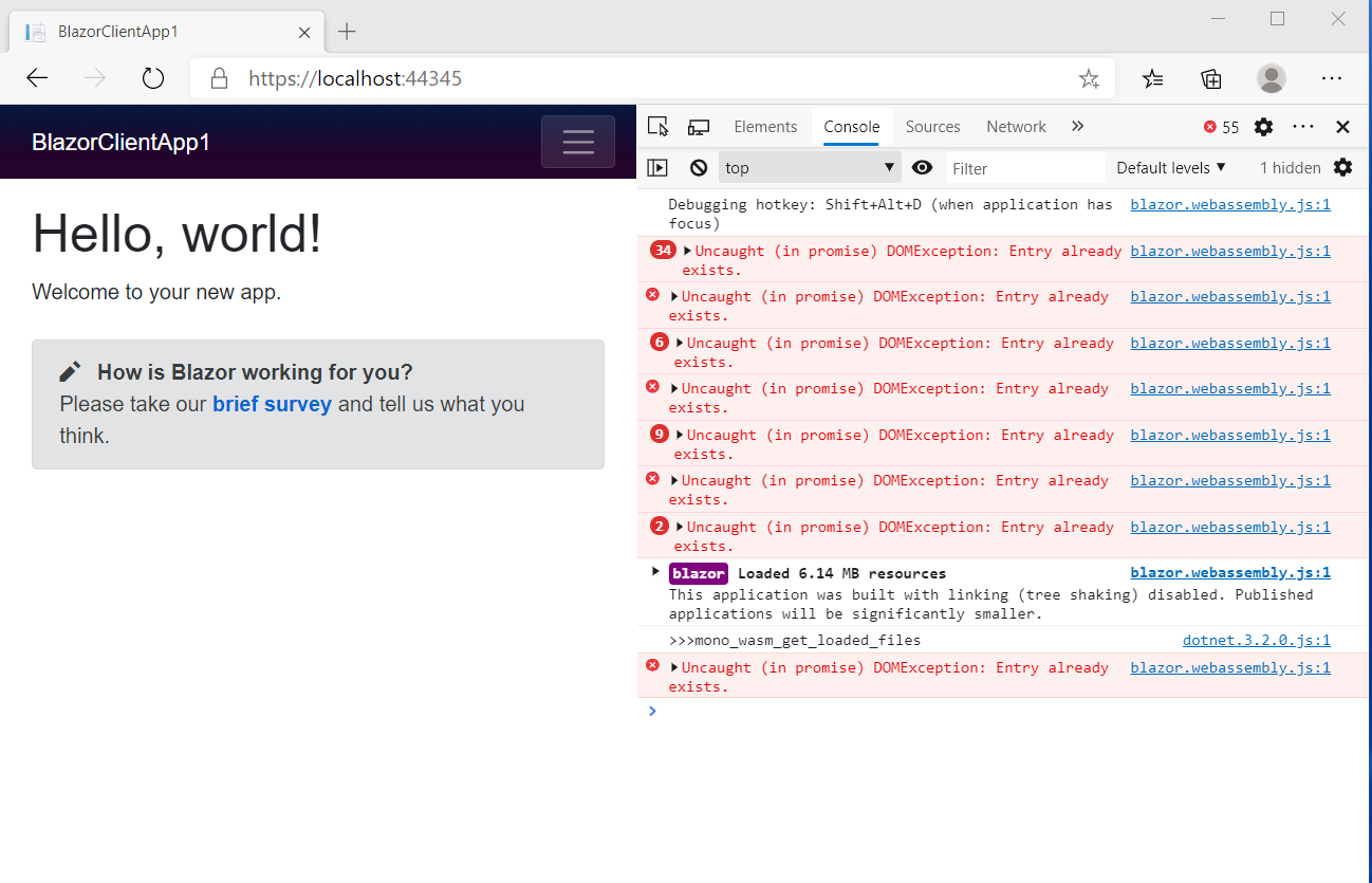 Blazor WebAssembly - Uncaught (in promise) DOMException: Entry already exists. blazor ...