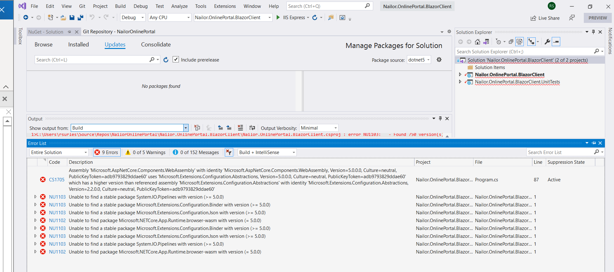 Upgrade To Net 5 0 Nightly Build Errors · Issue 26969 · Dotnet Aspnetcore · Github
