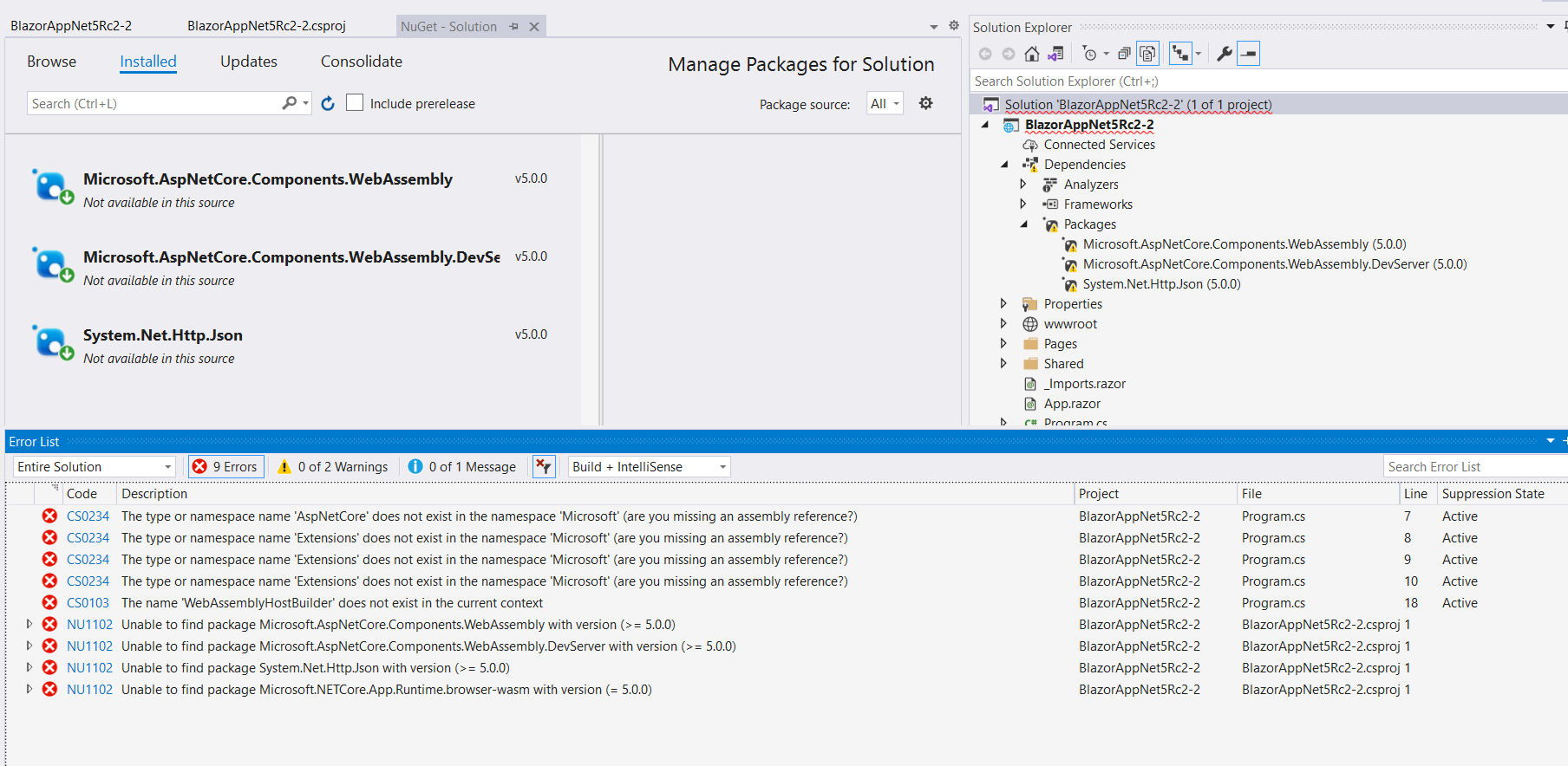 Upgrade To Net 5 0 Nightly Build Errors · Issue 26969 · Dotnet Aspnetcore · Github