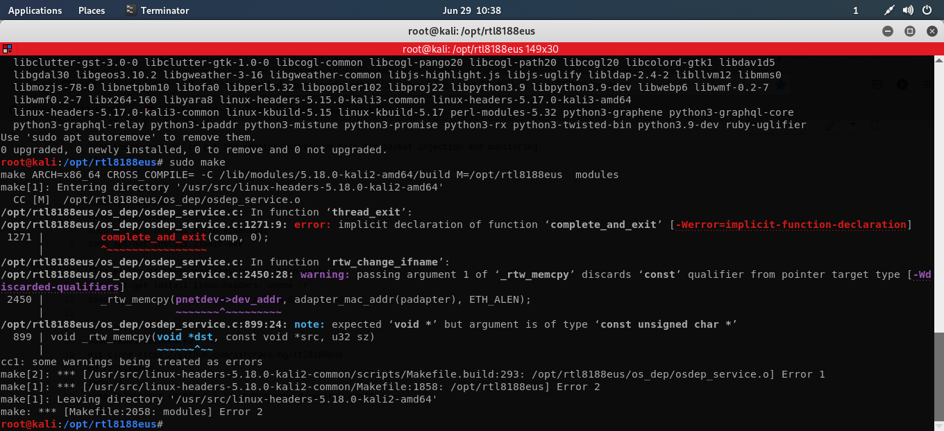 error in sudo make · Issue #182 · aircrack-ng/rtl8188eus · GitHub
