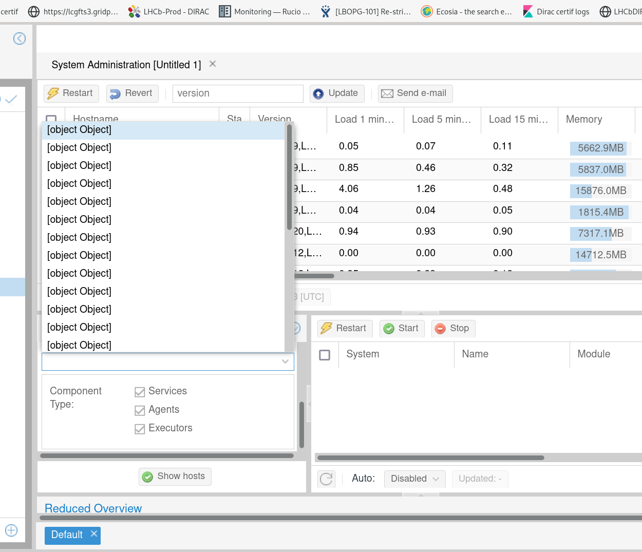 hostnames in SystemAdministrator selectors appear as '[object Object]' · Issue #519 · DIRACGrid ...