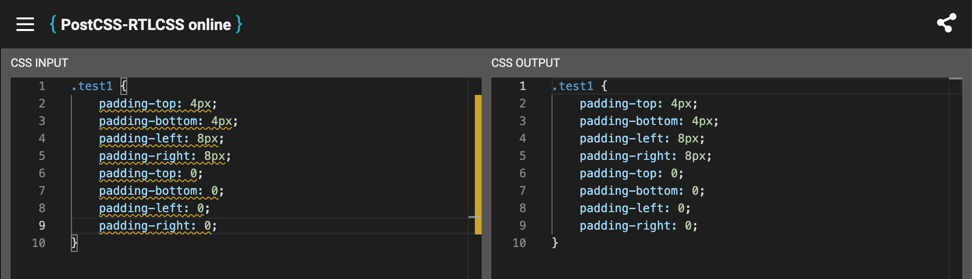 Issue with padding 0 overrides in combined mode · Issue #161 · elchininet/postcss-rtlcss · GitHub