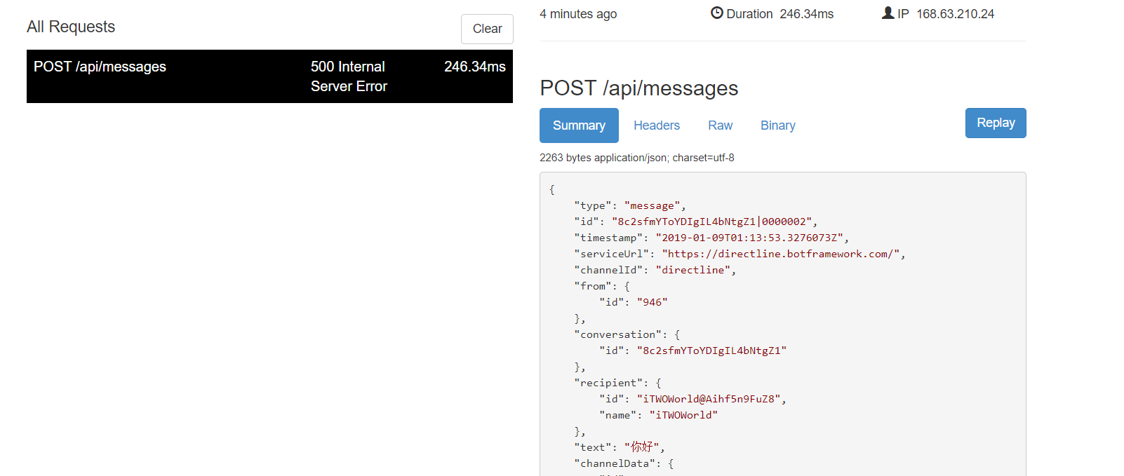 [500 internal error, unauthorized ] Bot error, when to send message to bot via directline ...
