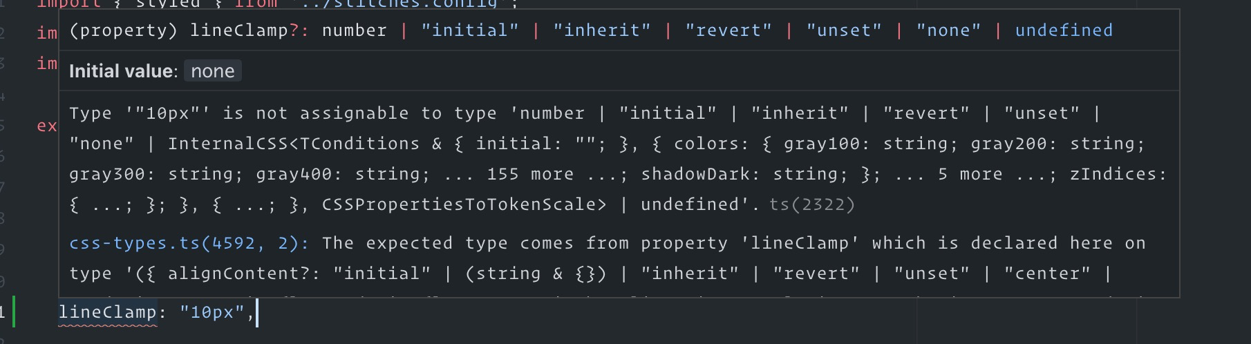 TS: `lineClamp` should accept string · Issue #445 · stitchesjs/stitches · GitHub