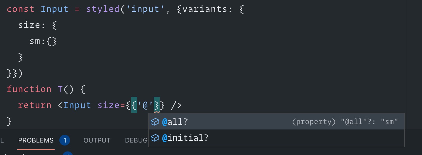 TS:1.0 - Suggestions should not include `@all` · Issue #718 · stitchesjs/stitches · GitHub