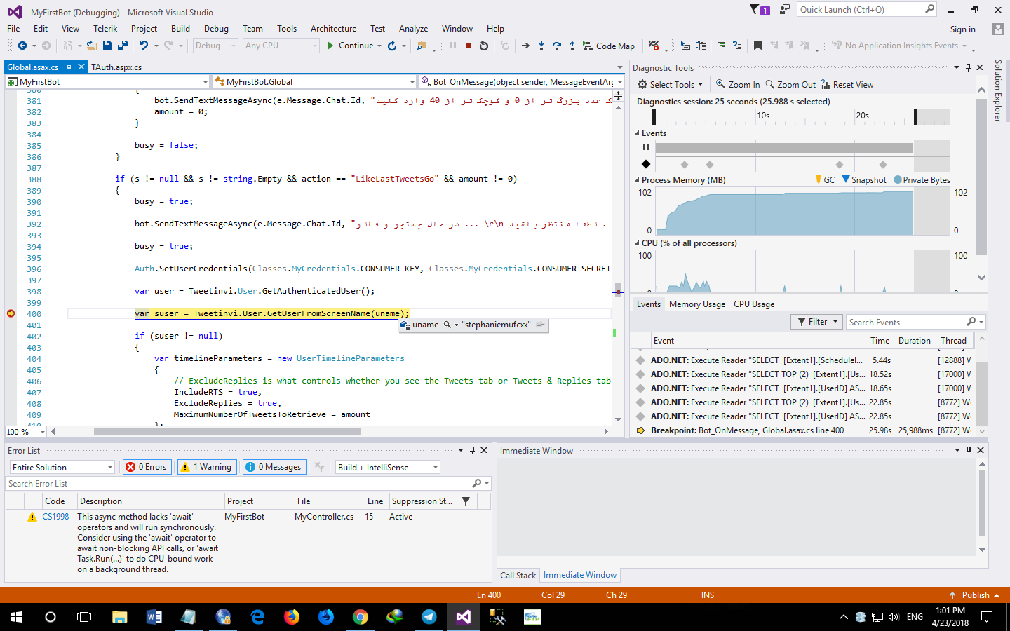 Problem with GetUserTimeline · Issue #686 · linvi/tweetinvi · GitHub