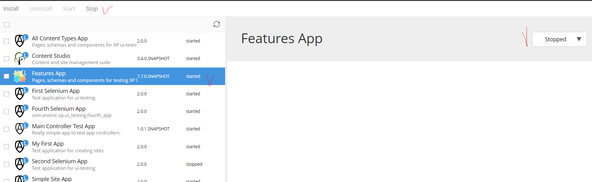 Application Item Statistics Panel - panel is not refreshed after changing a selection in the ...