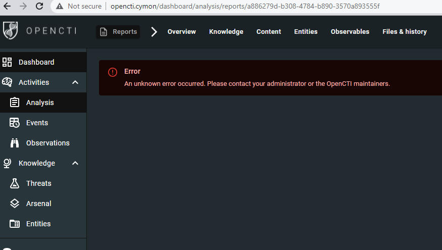 Impossible to display Info about Reports in frontend · Issue #1685 · OpenCTI-Platform/opencti ...