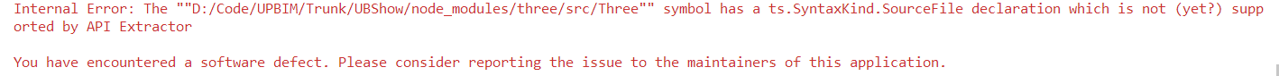 [api-extractor] Symbol has a ts.SyntaxKind.SourceFile declaration which is not supported by API ...
