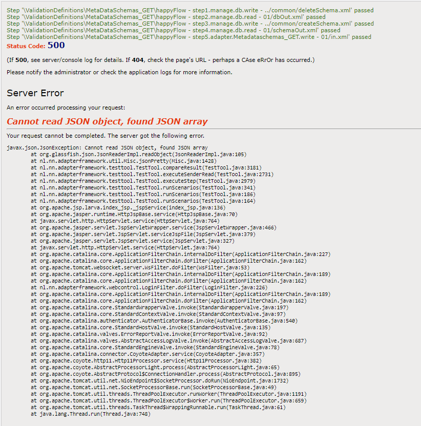 Larva Throws Javax json JsonException Cannot Read JSON Object Found
