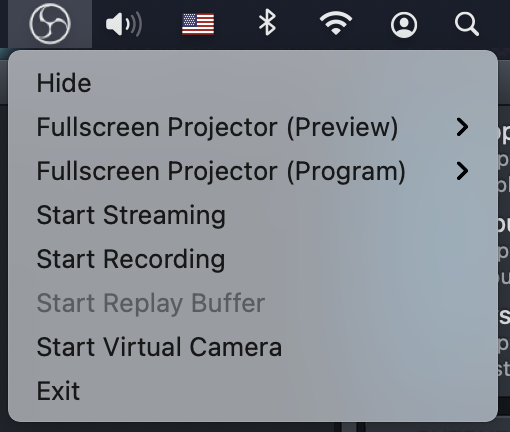 Virtual camera menu bar text is incorrect when OBS launched with ...