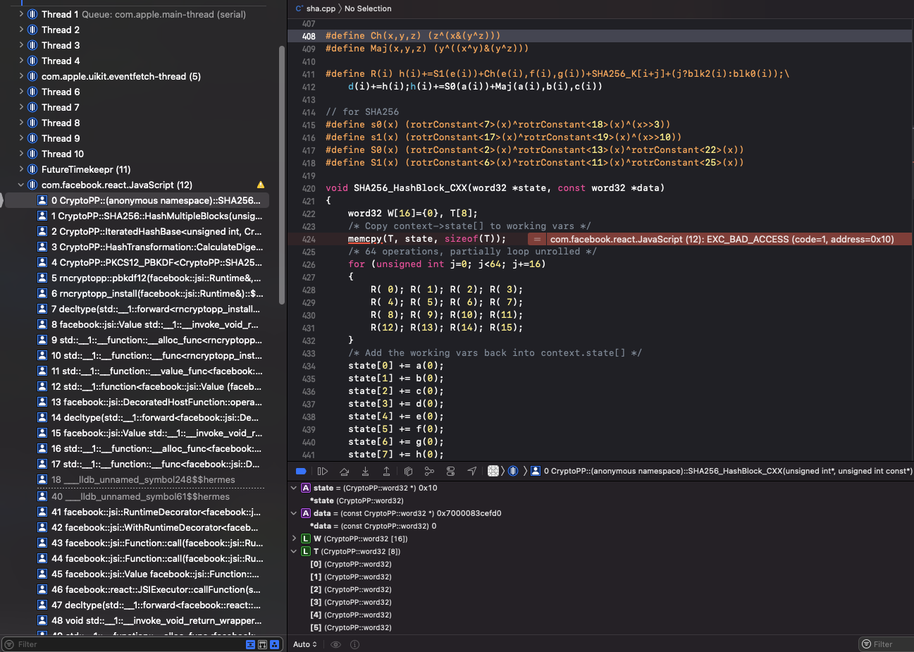 SHA256 not working on x86_64 iPhone Simulator · Issue #1113 · weidai11/cryptopp · GitHub