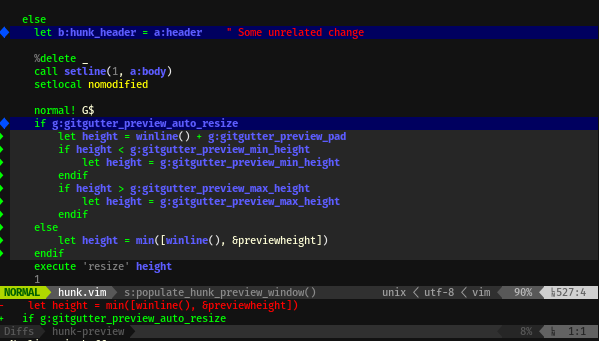 Hunk Preview Window not expanding on GitGutterPreviewHunk · Issue #775 · airblade/vim-gitgutter ...