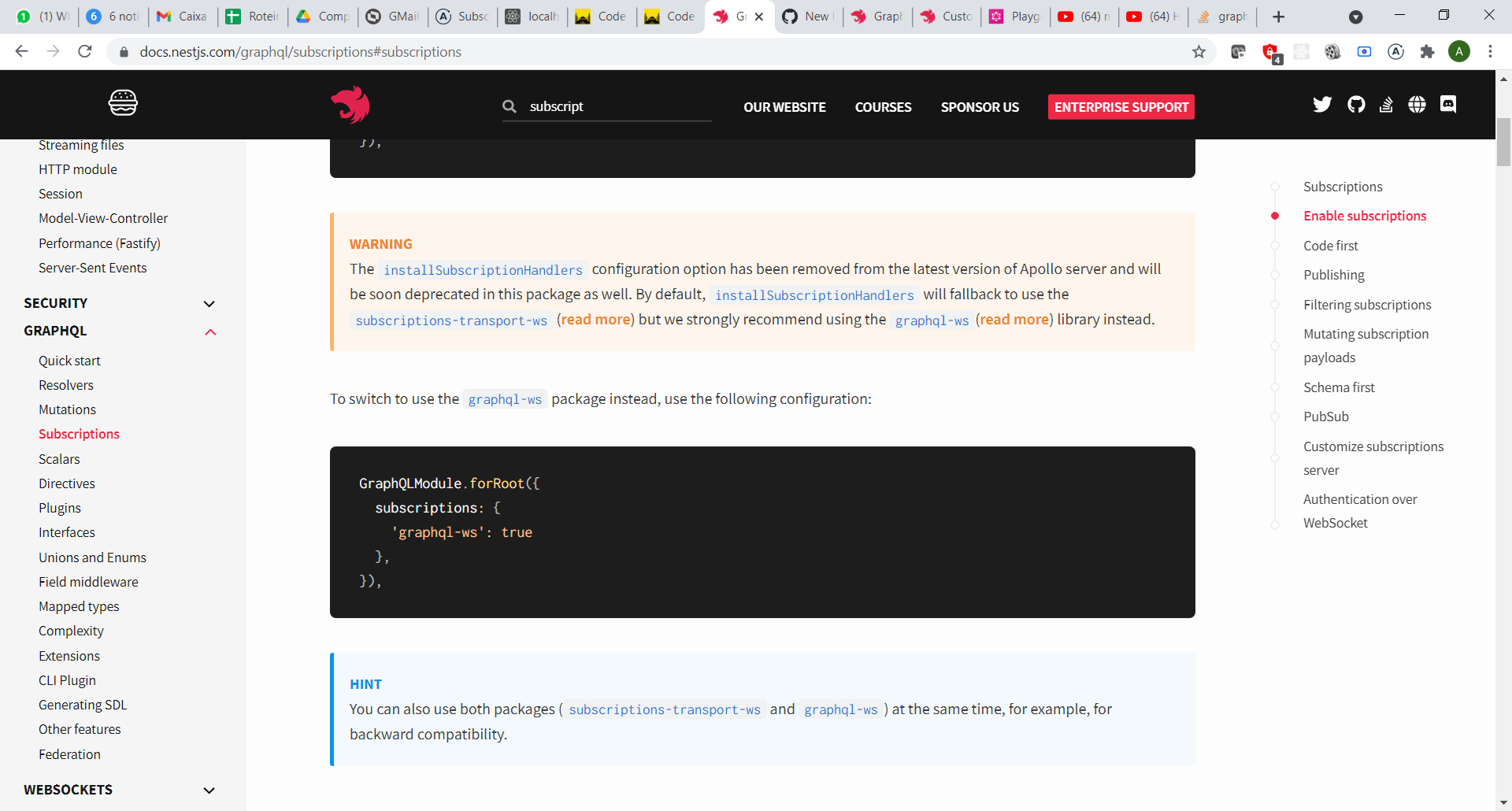 GraphQL subscription configuration not working correctly for ... GraphQL subscription configuration not working correctly for ...