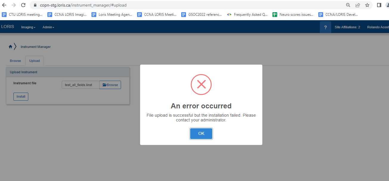 [instrument_manager] Error got during uploading instrument. · Issue #8756 · aces/Loris · GitHub