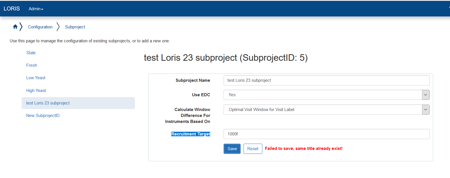 [Configuration/Subproject] Wrong error message. · Issue #6290 · aces/Loris · GitHub