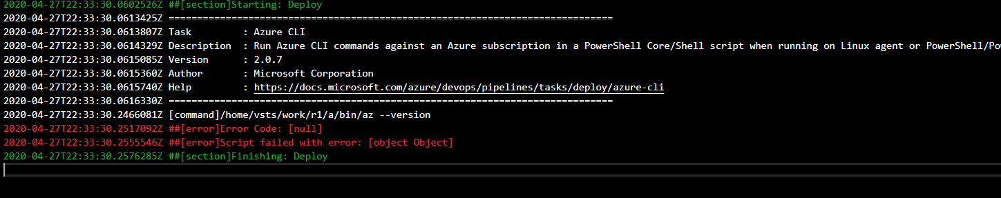 Az Cli Task Fails With No Error Before Executing The Inline Script · Issue 12777 · Microsoft