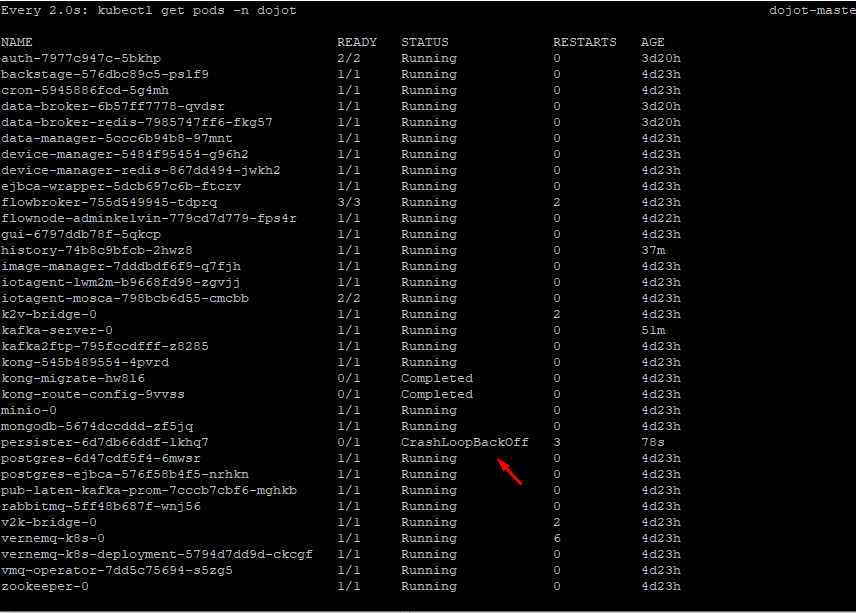 Persister crashes if log level setting is incorrect · Issue #1504 · dojot/dojot · GitHub