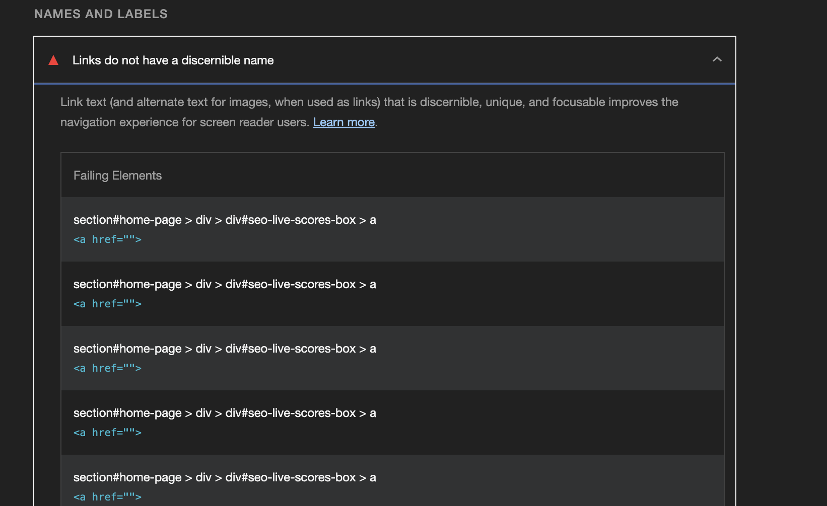 Live Score - Links do not have a discernible name · Issue #231 · Betarena/scores · GitHub