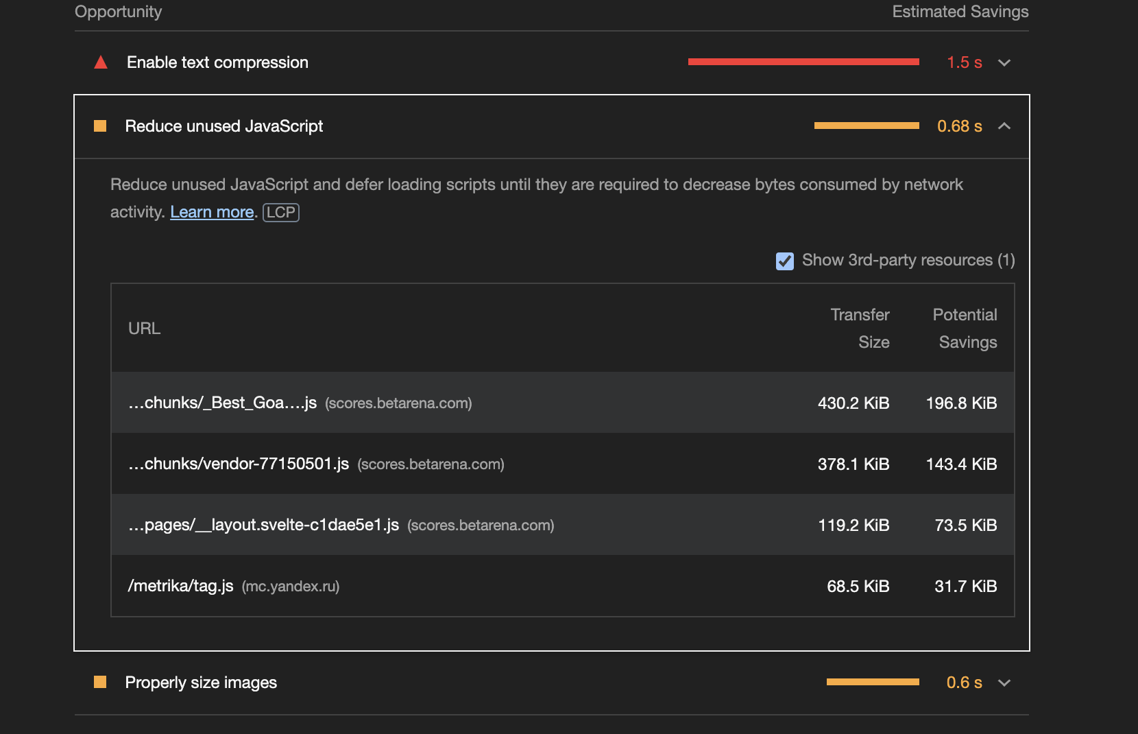 Performance issues - Unused JS · Issue #307 · Betarena/scores · GitHub